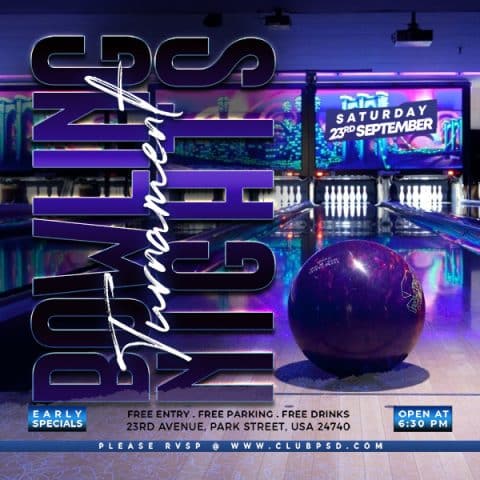 PSD editable flyer bowling night event download template