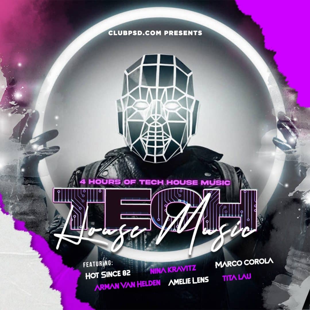 Best tech house music party flyer template - ClubPSD